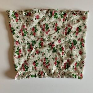 PacSun | Tops | Pacsun Smocked White Floral Tube Top | Poshmark